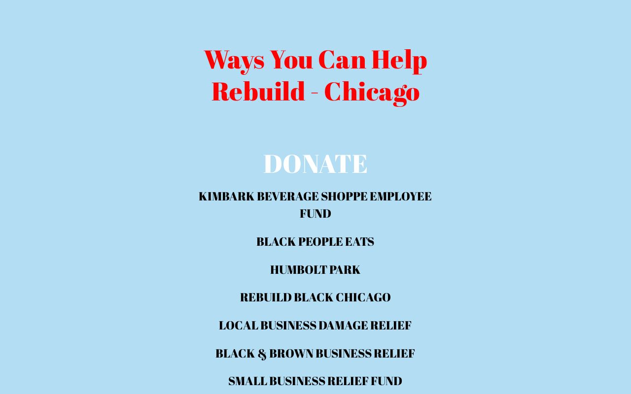 HELP REBUILD CHICAGO